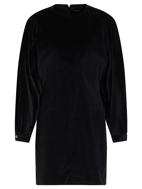 Isabel Marant Dilavio Gathered Cotton-velvet Mini Dress - Black