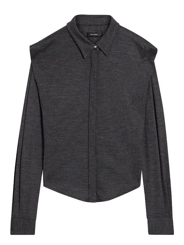 Isabel Marant Galki Mélange Wool-jersey Shirt - Anthracite
