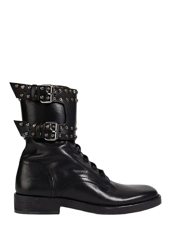 Isabel Marant Teylon Studded Leather Combat Boots - Black