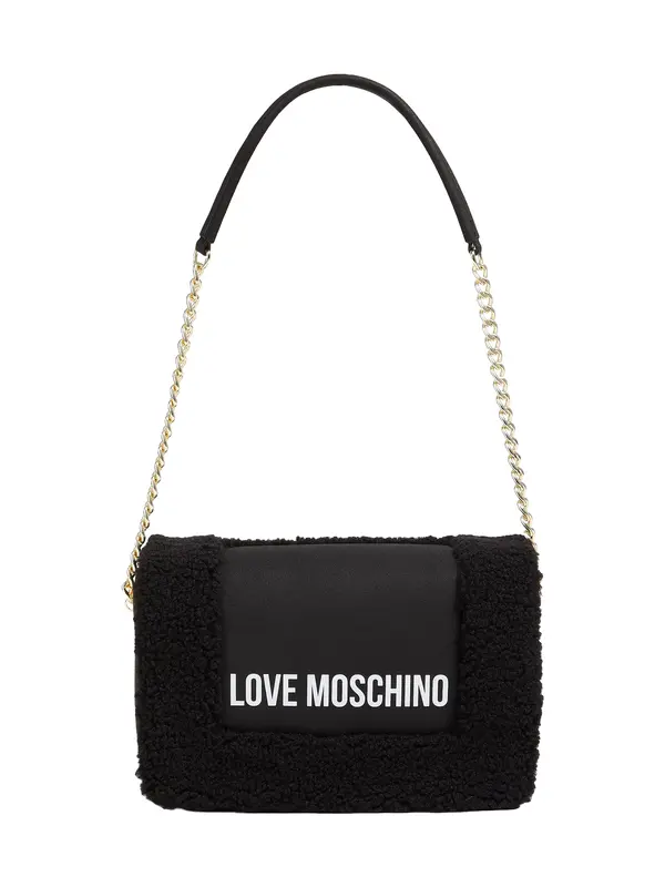 Moschino Logo-print Teddy Fleece Shoulder Bag - Black