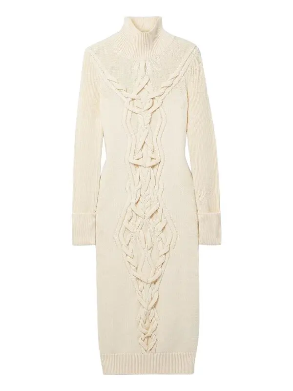 Isabel Marant Adrienne Cable-knit Merino Wool-blend Midi Dress - Cream