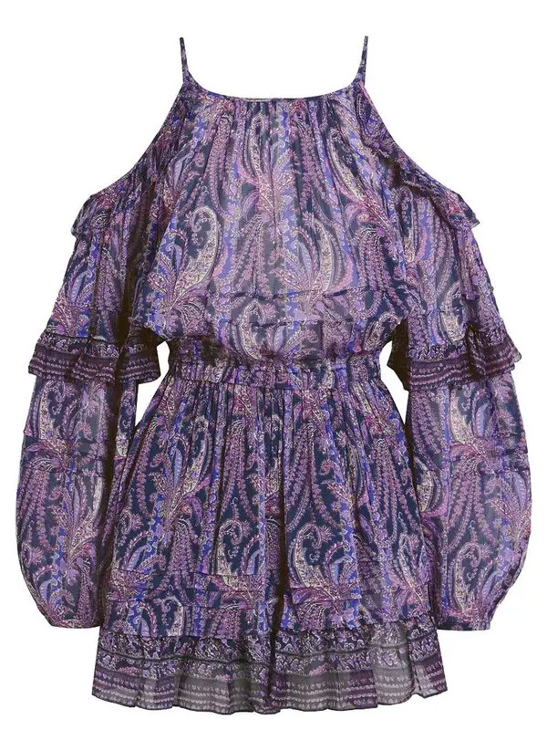 Isabel Marant Gabinia Paisley-print Mini Dress - Purple