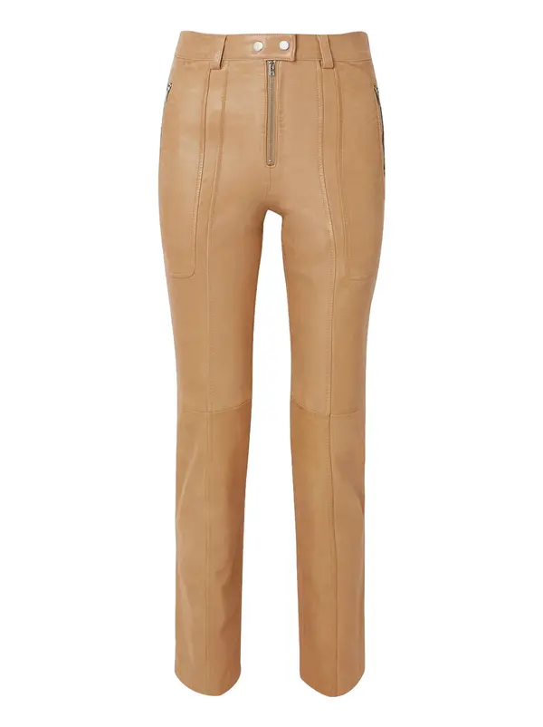 Isabel Marant Anazia Paneled Leather Slim-leg Pants - Camel