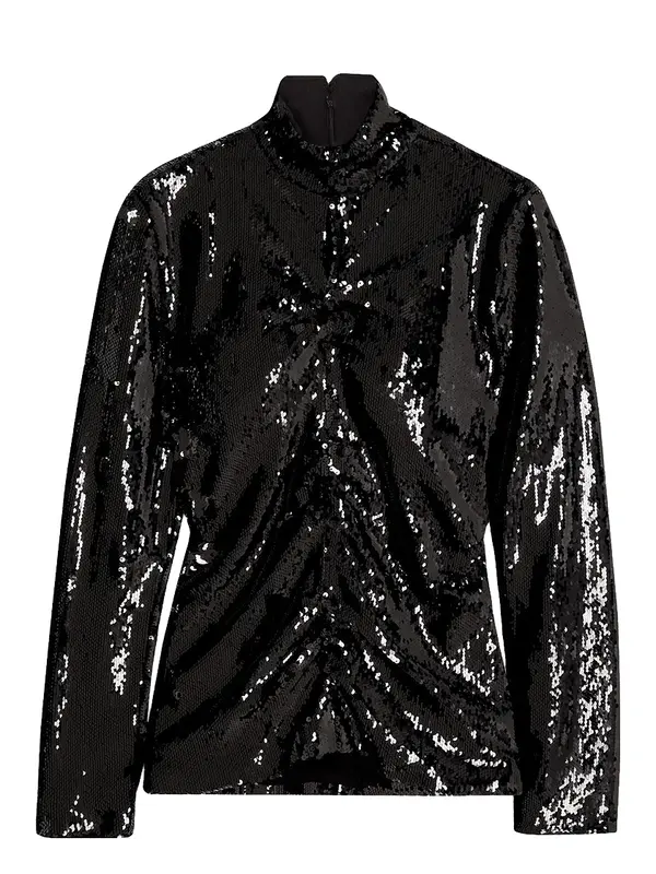 Isabel Marant Milana Sequined Turtleneck Top - Black