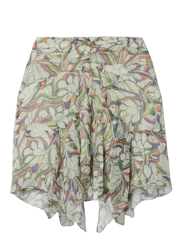 Isabel Marant Lysea Printed Silk-crepon Mini Skirt - Light Green