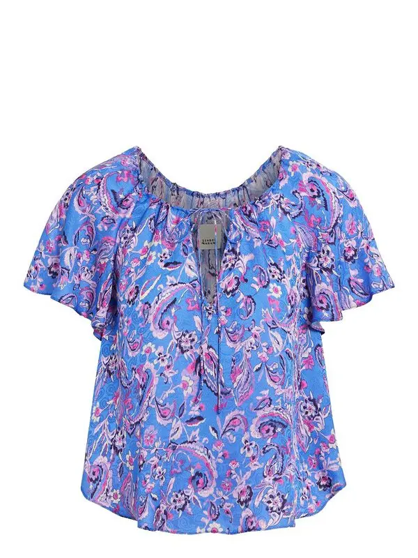 Isabel Marant Penelope Printed Satin-jacquard Top - Blue