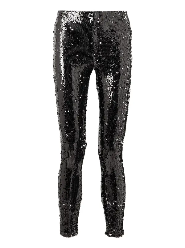 Isabel Marant Madilio Sequined Cottonjersey Skinny Pants - Silver