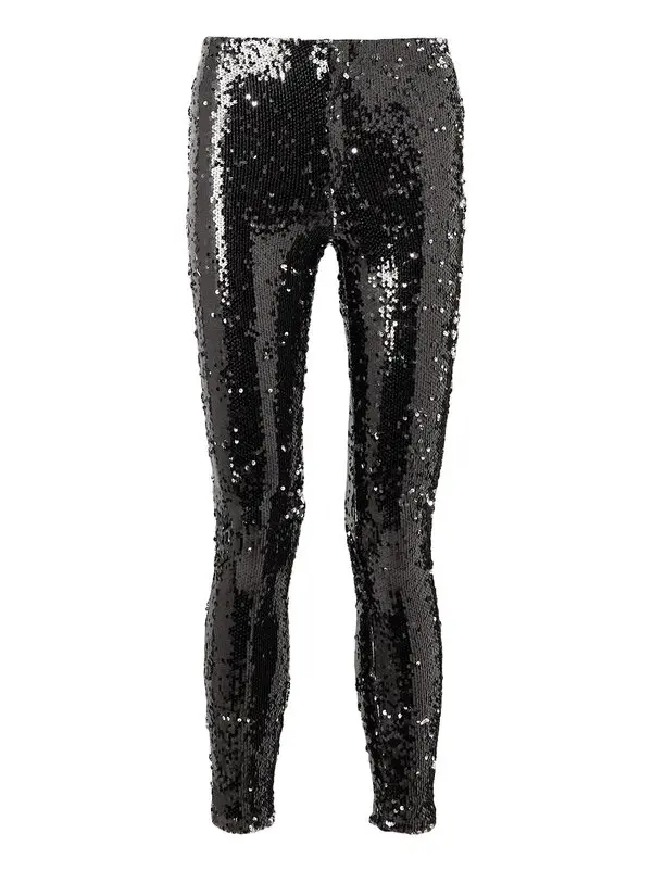 Isabel Marant Madilio Sequined Cottonjersey Skinny Pants - Silver