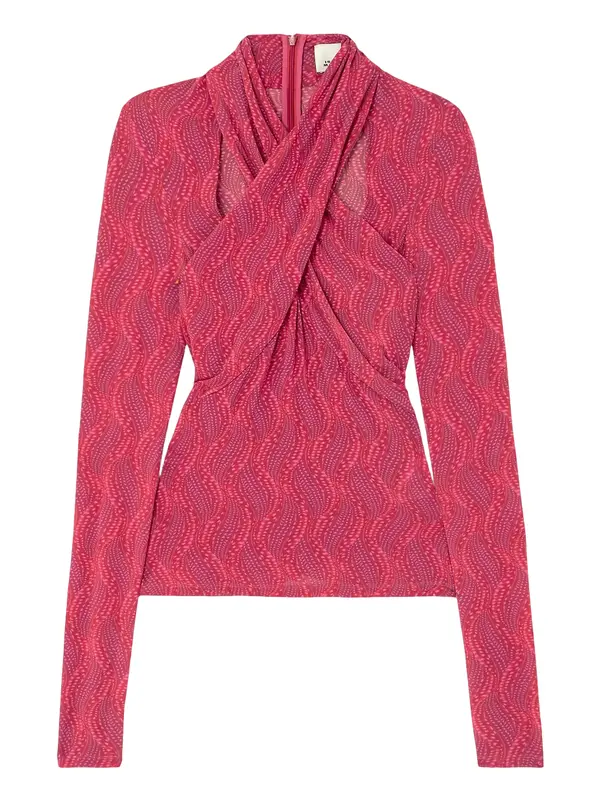 Isabel Marant Powena Printed Jersey Top - Fuchsia