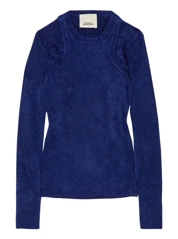 Isabel Marant Layered Cutout Chenille Sweater - Royal Blue