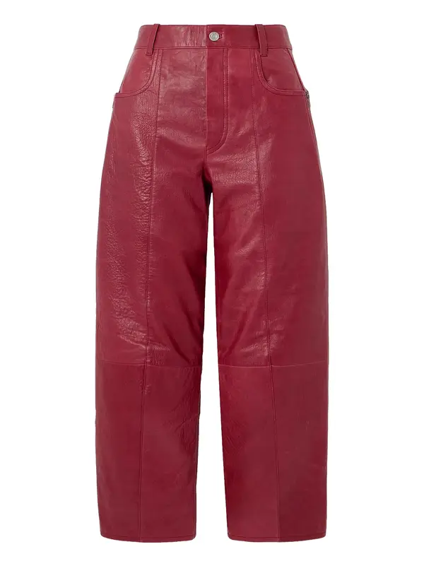 Isabel Marant Berty Cropped Paneled Leather Pants - Claret