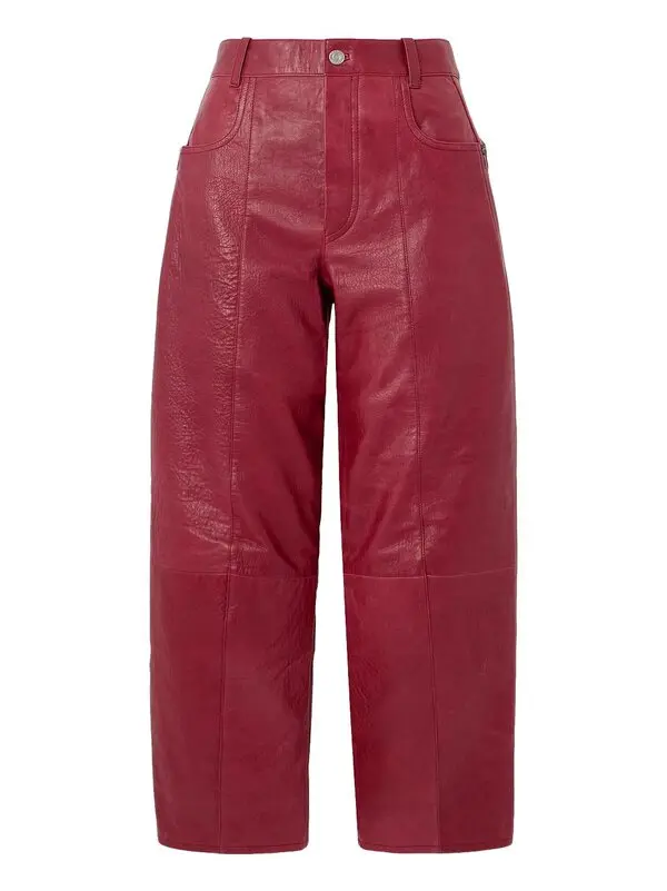 Isabel Marant Berty Cropped Paneled Leather Pants - Claret
