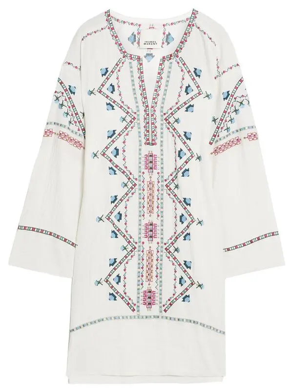 Isabel Marant Embellished Cotton-gauze Mini Dress - White