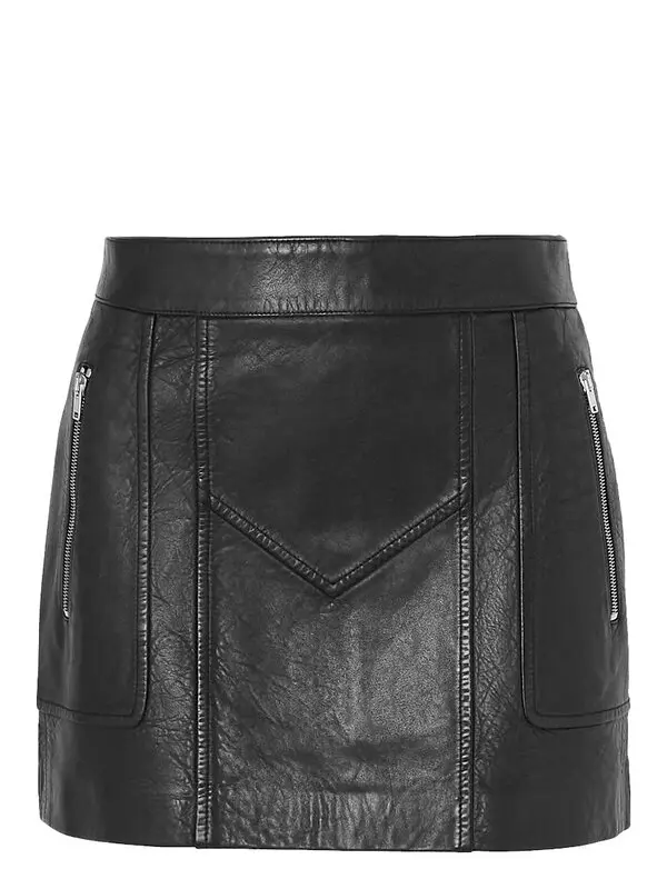 Isabel Marant Étoile Azizae' Crinkled Leather Mini Skirt - Black
