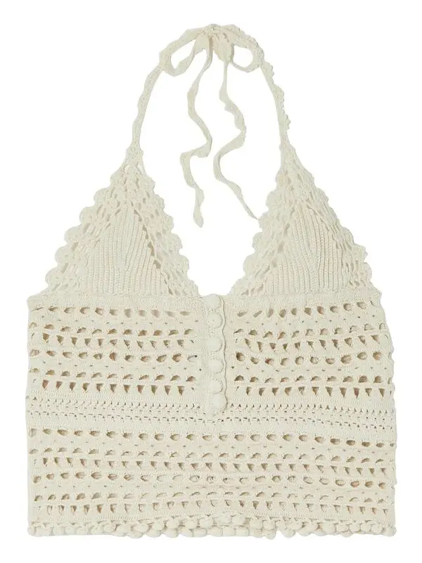 Isabel Marant Frinley Cropped Crocheted Tank - Beige