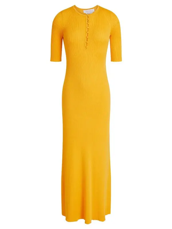 Gabriela Hearst Johanna Ribbed Midi Dress - Marigold