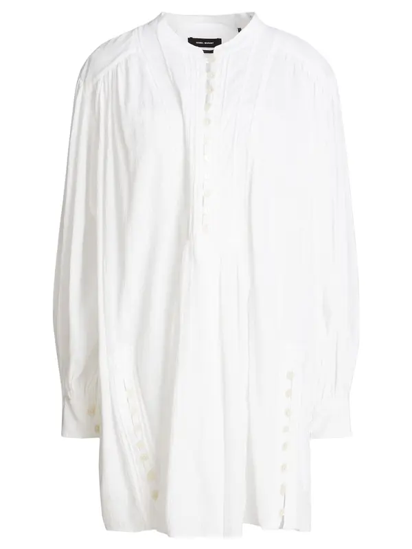 Isabel Marant Yacolt Pintucked Cotton-voile Mini Dress - White