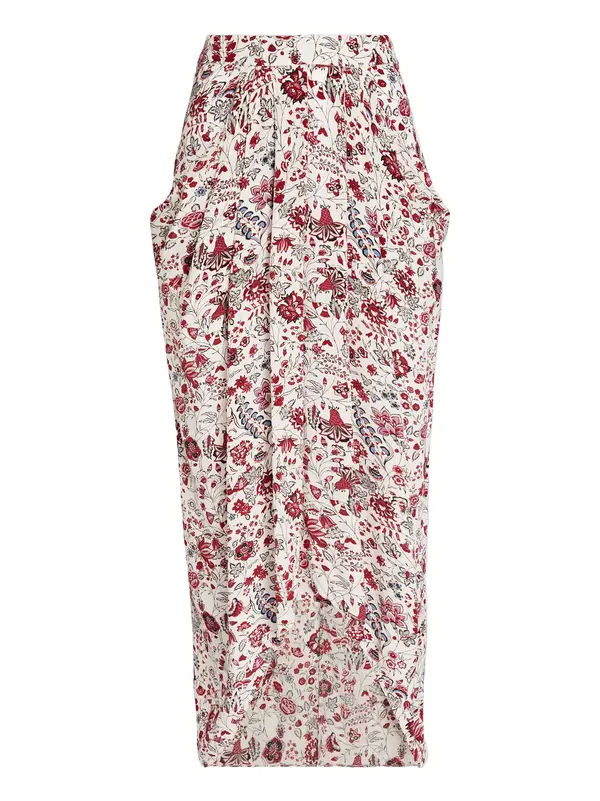 Isabel Marant Ginkinali Pleated Floral-print Skirt - Ecru