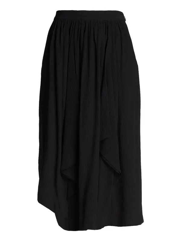 Isabel Marant Cotton And Silk-blend Crepon Midi Skirt - Black