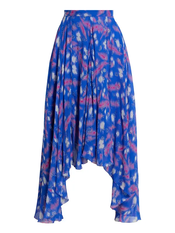 Isabel Marant Namoni Printed Metallic Fil Coupé Silk-blend Crepon Skirt - Bright Blue