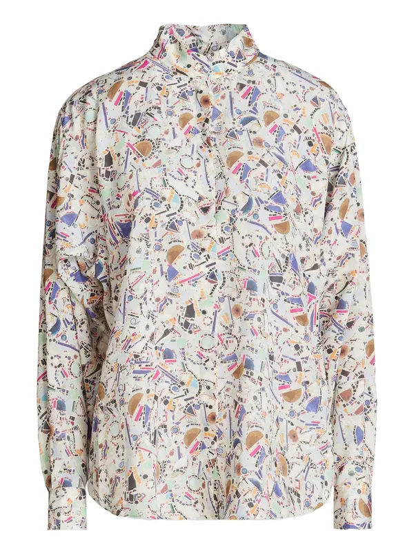 Isabel Marant Cade Printed Silk-blend Top - Light Blue