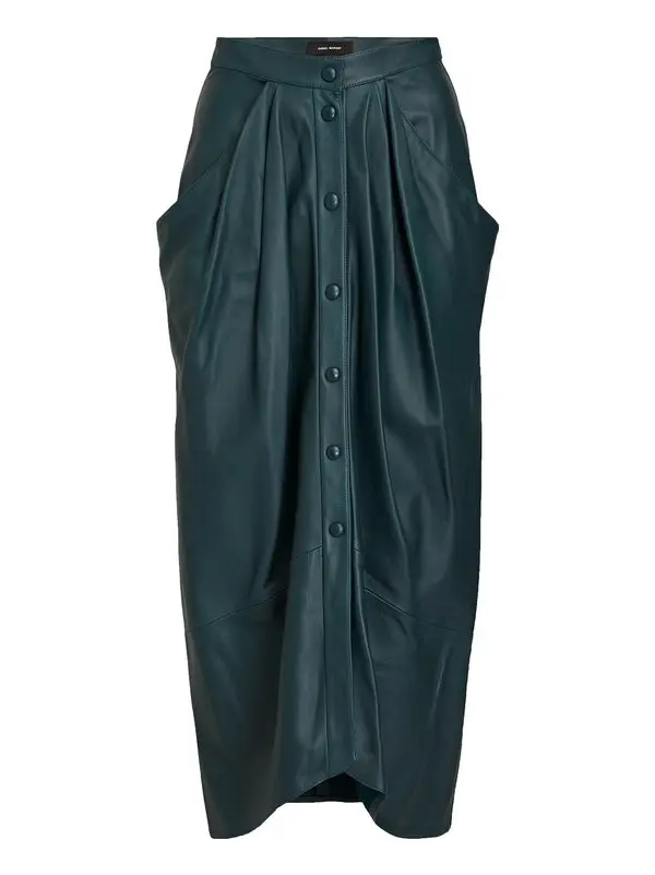 Isabel Marant Lyvia Pleated Maxi Skirt - Forest Green