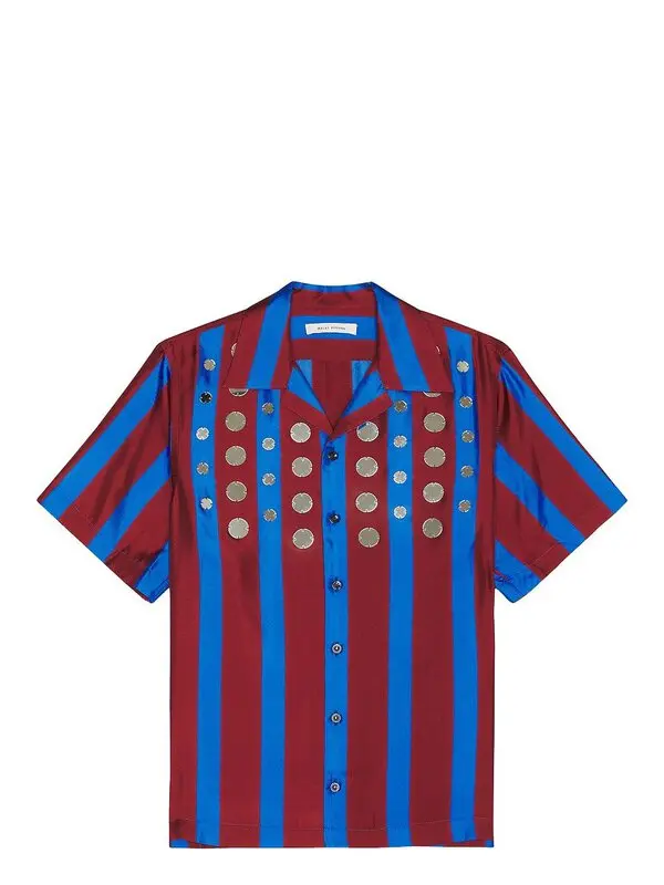 WALES BONNER Breeze Bowling Shirt In Multi - Red & Blue