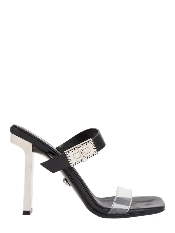 Versace Mule Sandal - Black & Palladium