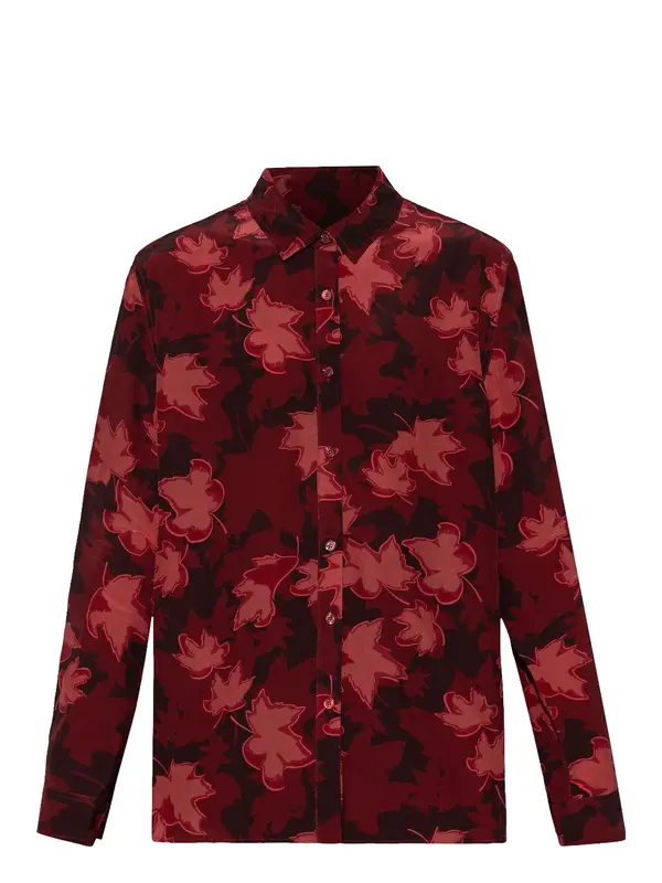Maison Kitsuné Leaf-print Shirt - Red