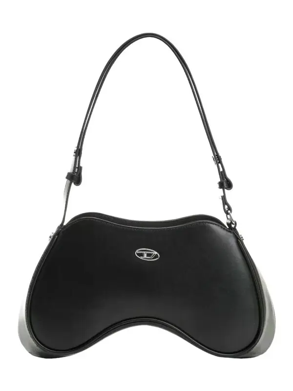 DIESEL® Semi Gloss Leather Shoulder Bag With Oval D Hardware - Black