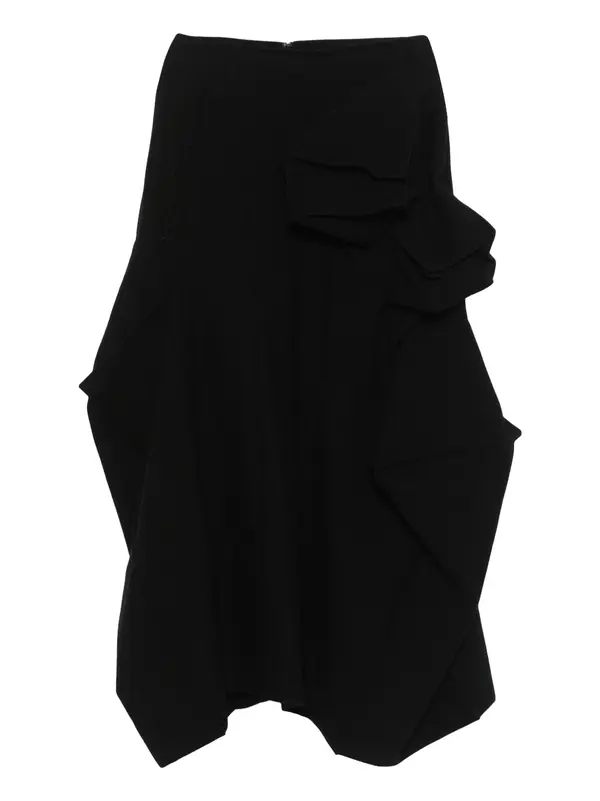 Yohji Yamamoto 3d-appliqué Midi Skirt - Black