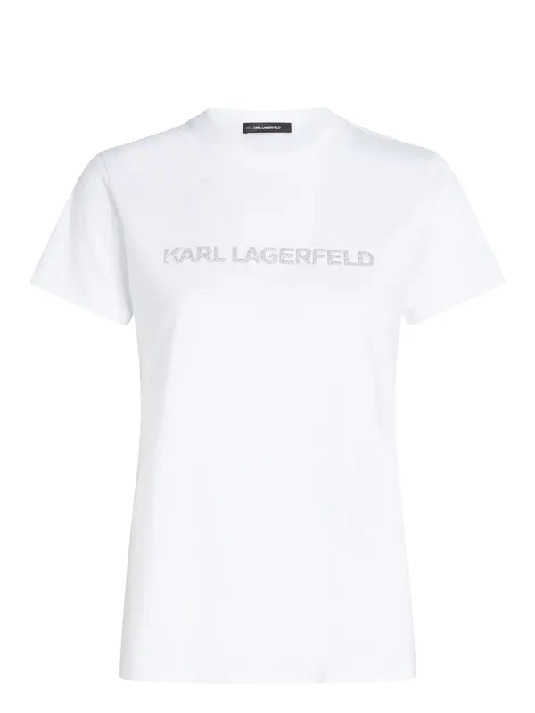 Karl Lagerfeld Glitter Appliqué Logo T-shirt - White