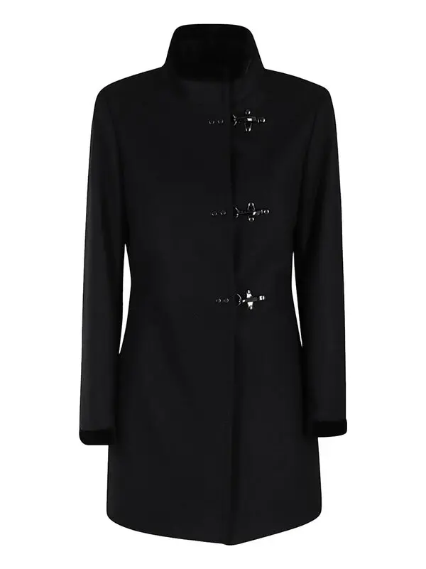 FAY Virginia Thigh-length Wool Coat - Black
