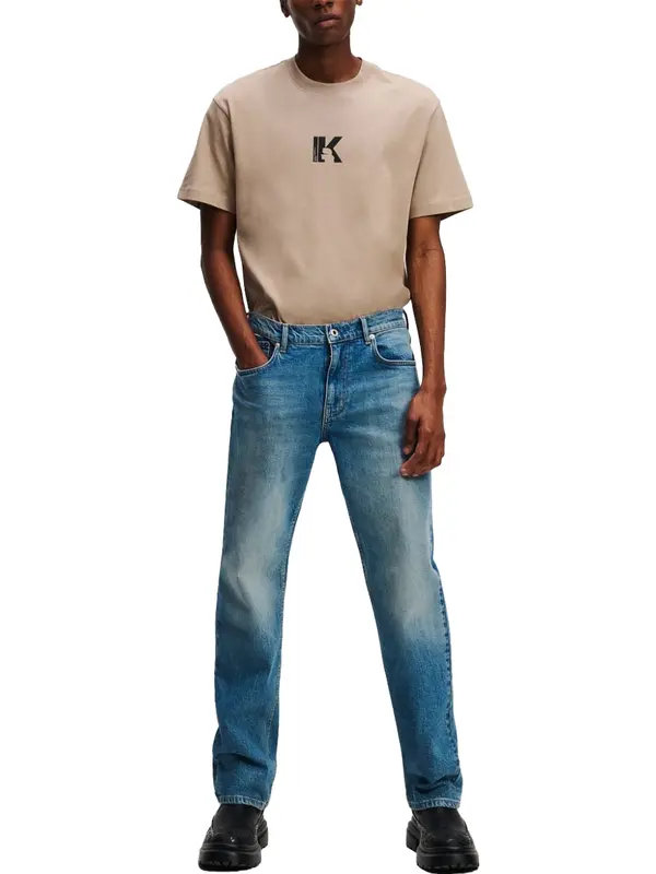 Karl Lagerfeld Washed Denim Straight Jeans - Blue