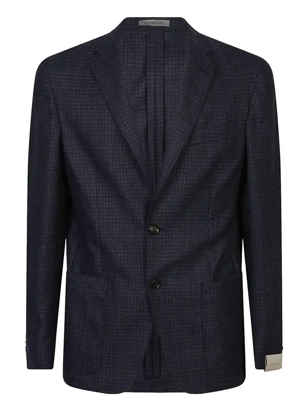 Corneliani Checked Wool Blazer - Blue