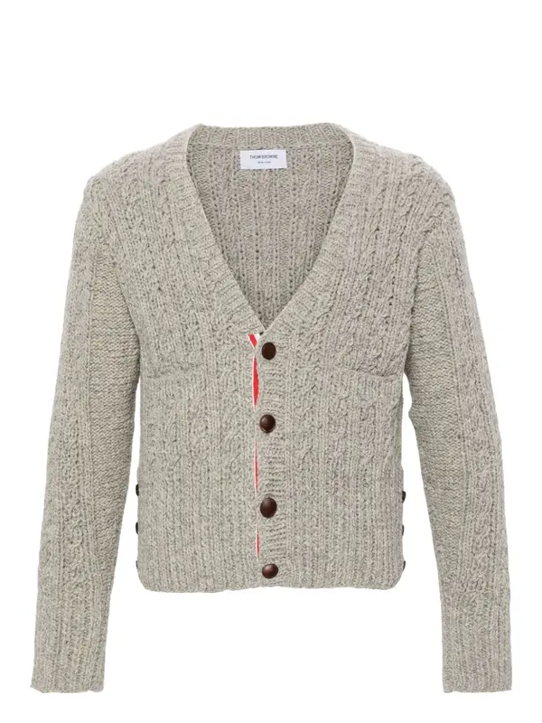 Thom Browne Chunky-knit Wool Cardigan - Grey