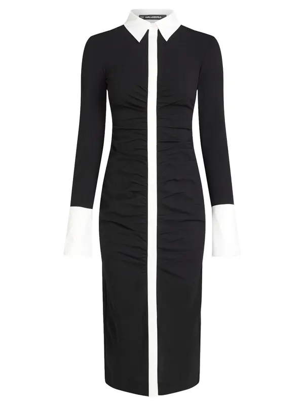 Karl Lagerfeld Long-sleeved Polo Dress - Black