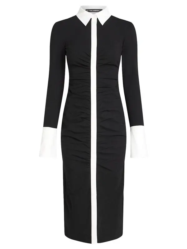 Karl Lagerfeld Long-sleeved Polo Dress - Black