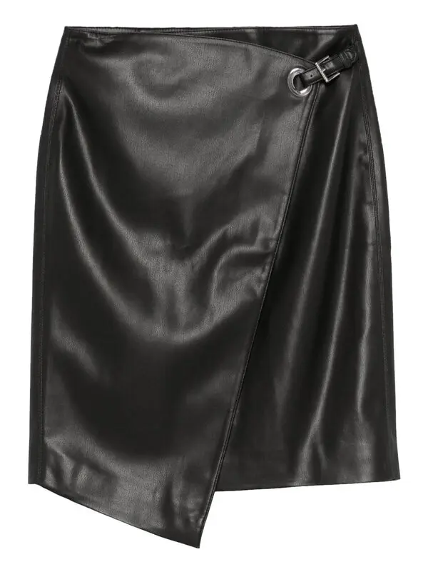 Karl Lagerfeld Faux-leather Mini Wrap Skirt - Black