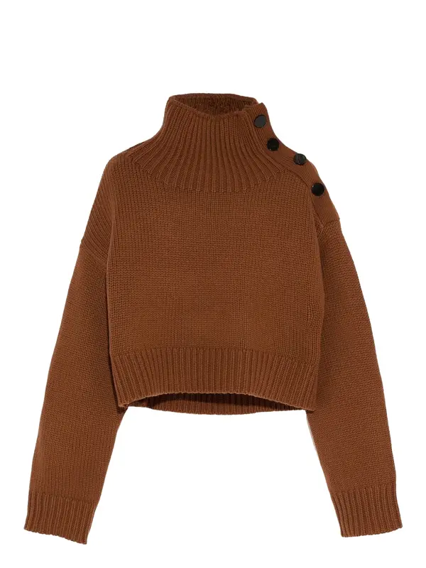 YVES SALOMON Cropped Knit Jumper - Brown