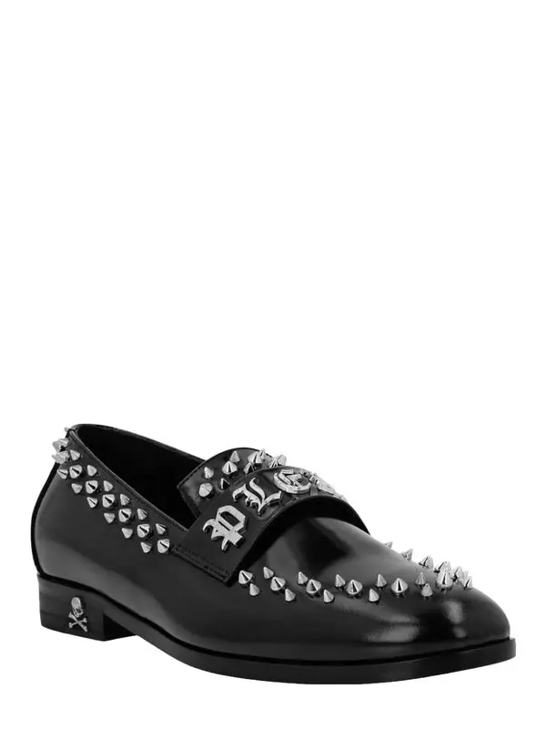 Philipp Plein Stud-embellished Leather Loafers - Black