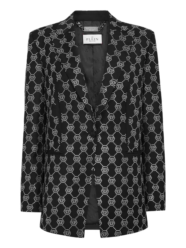 Philipp Plein Monogram-embellished Wool Blazer - Black