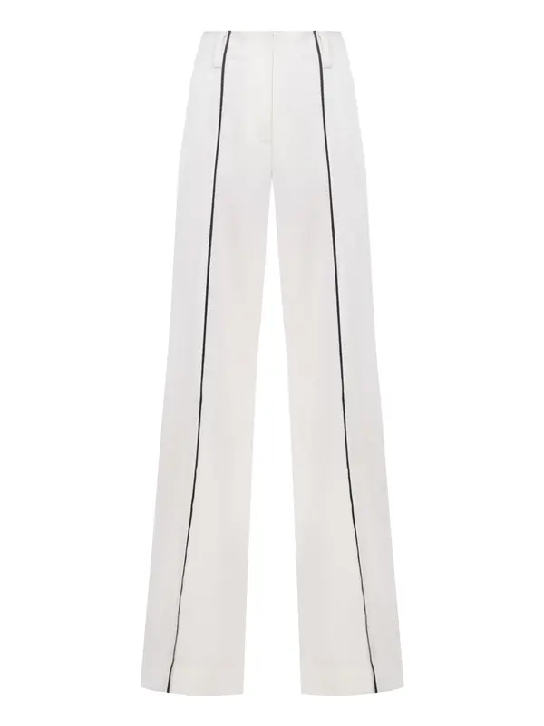 A.M.G. Contrast-piping Wide Leg Trousers - White