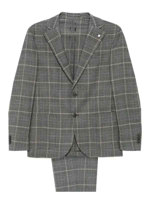 LUIGI BIANCHI MANTOVA Prince Of Wales Check Suit - Grey