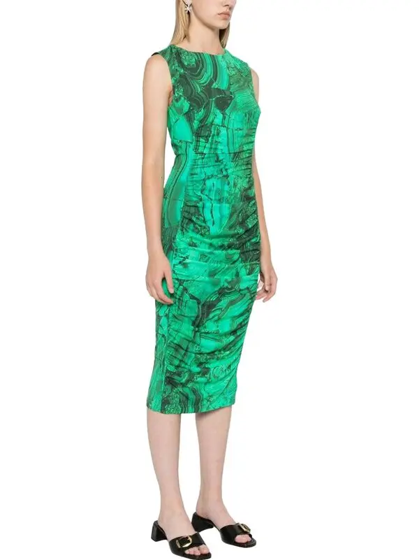 Roberto Cavalli Abstract-print Midi Dress - Green