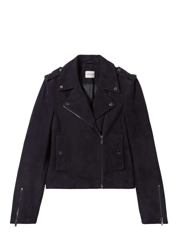 Claudie Pierlot Suede Biker Jacket - Blue