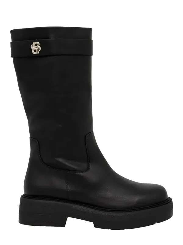 BOSS Logo-plaque Leather Boots - Black