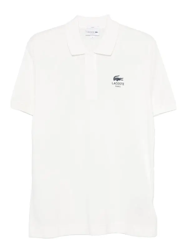 Lacoste Classic Fit Signature Print Polo Shirt - White