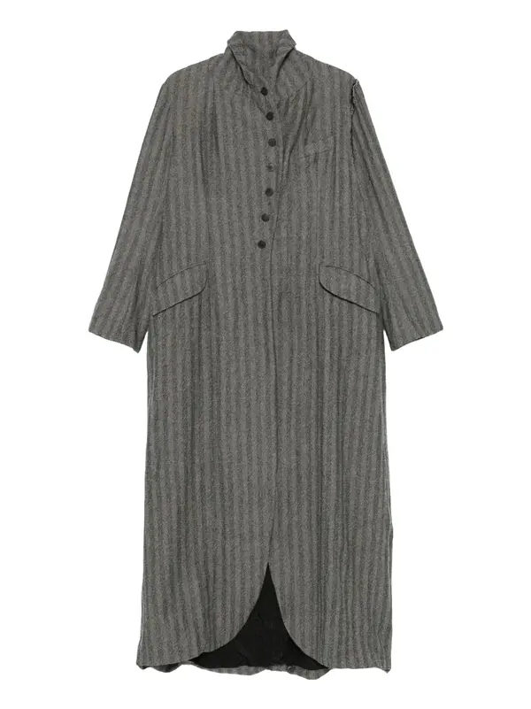 MARC LE BIHAN Striped Wool Coat - Grey