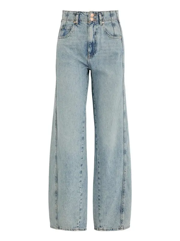 Free People Aster Panelled Straight-leg Jeans - Light Blue